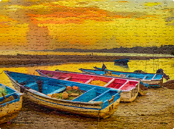 Jigsaw Puzzle (252pcs) Erin Fishing Village Sunset - Sepia Studio Ltd